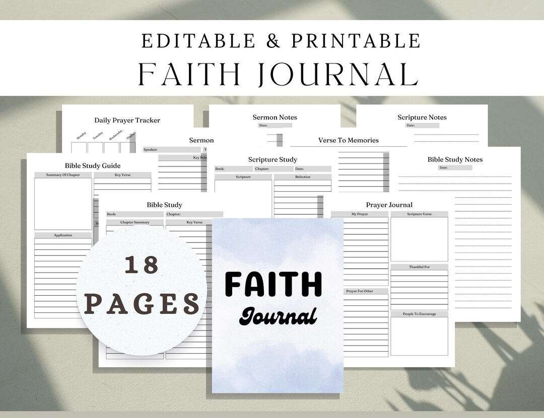 Editable Faith Journal | Prayer & Bible Study Notes (digital Download ...