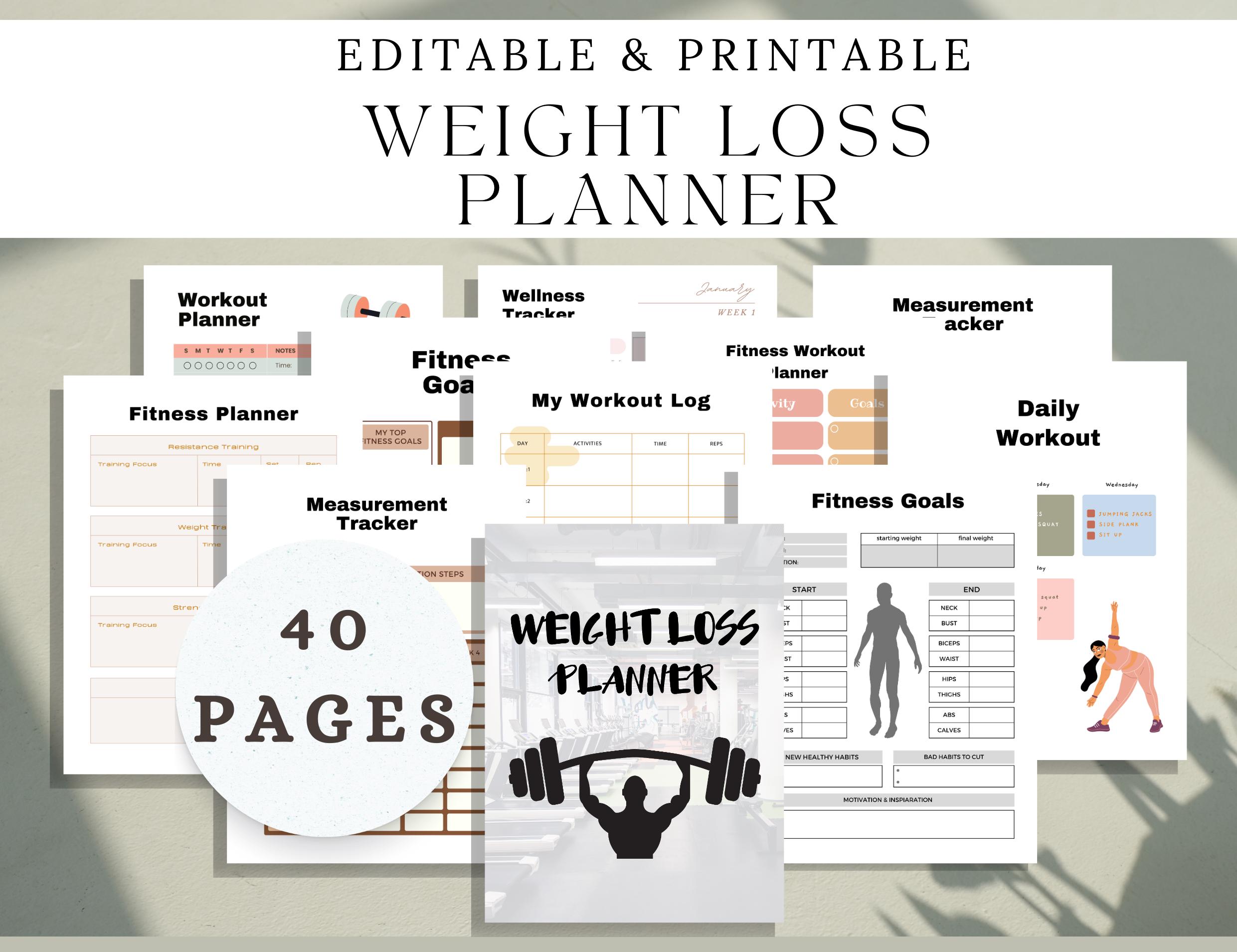 Weight Loss Planner EDITABLE | Weight Loss Journal | Fitness Planner ...