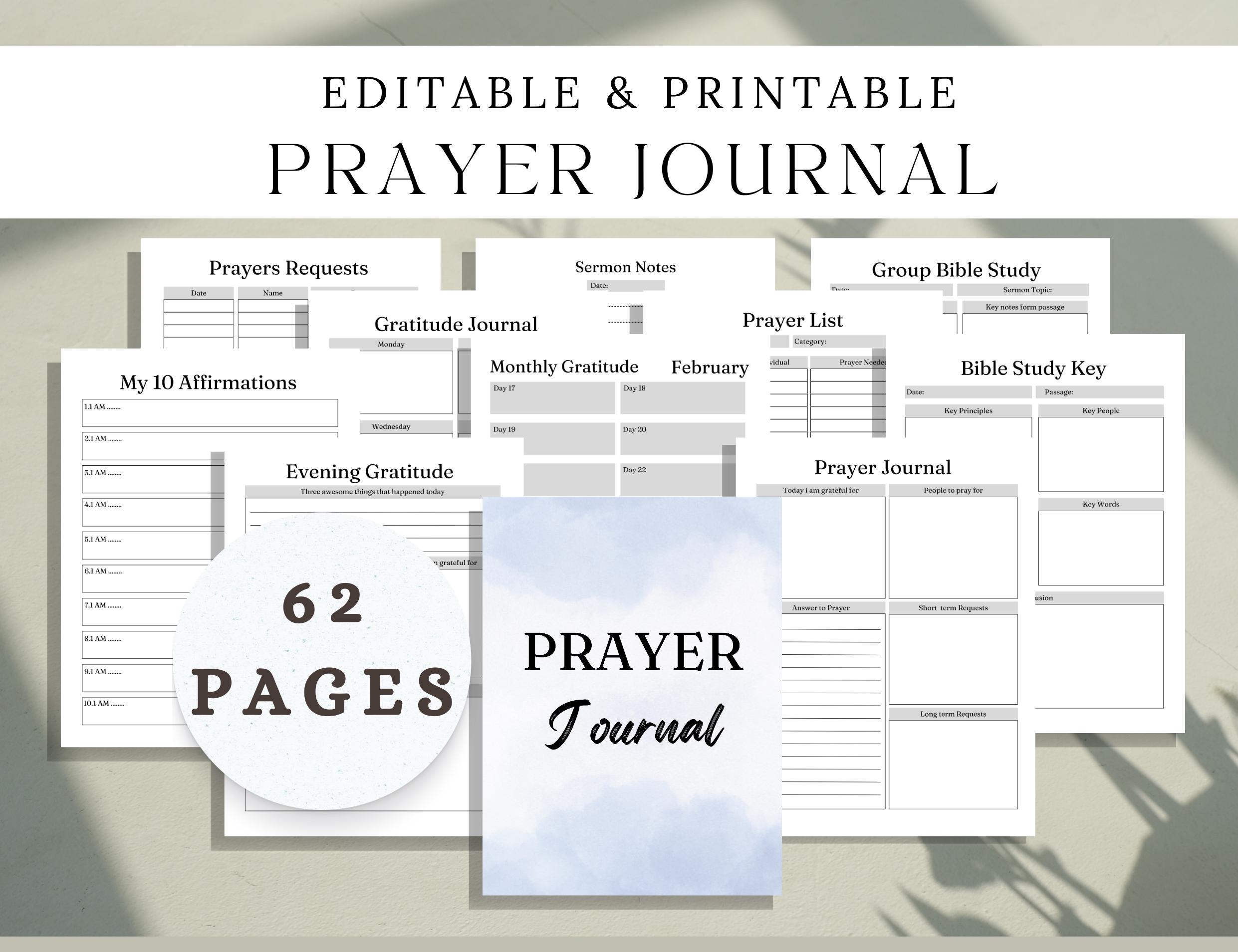 Prayer Journal EDITABLE | Printable Bible Study & Prayer Notes ...