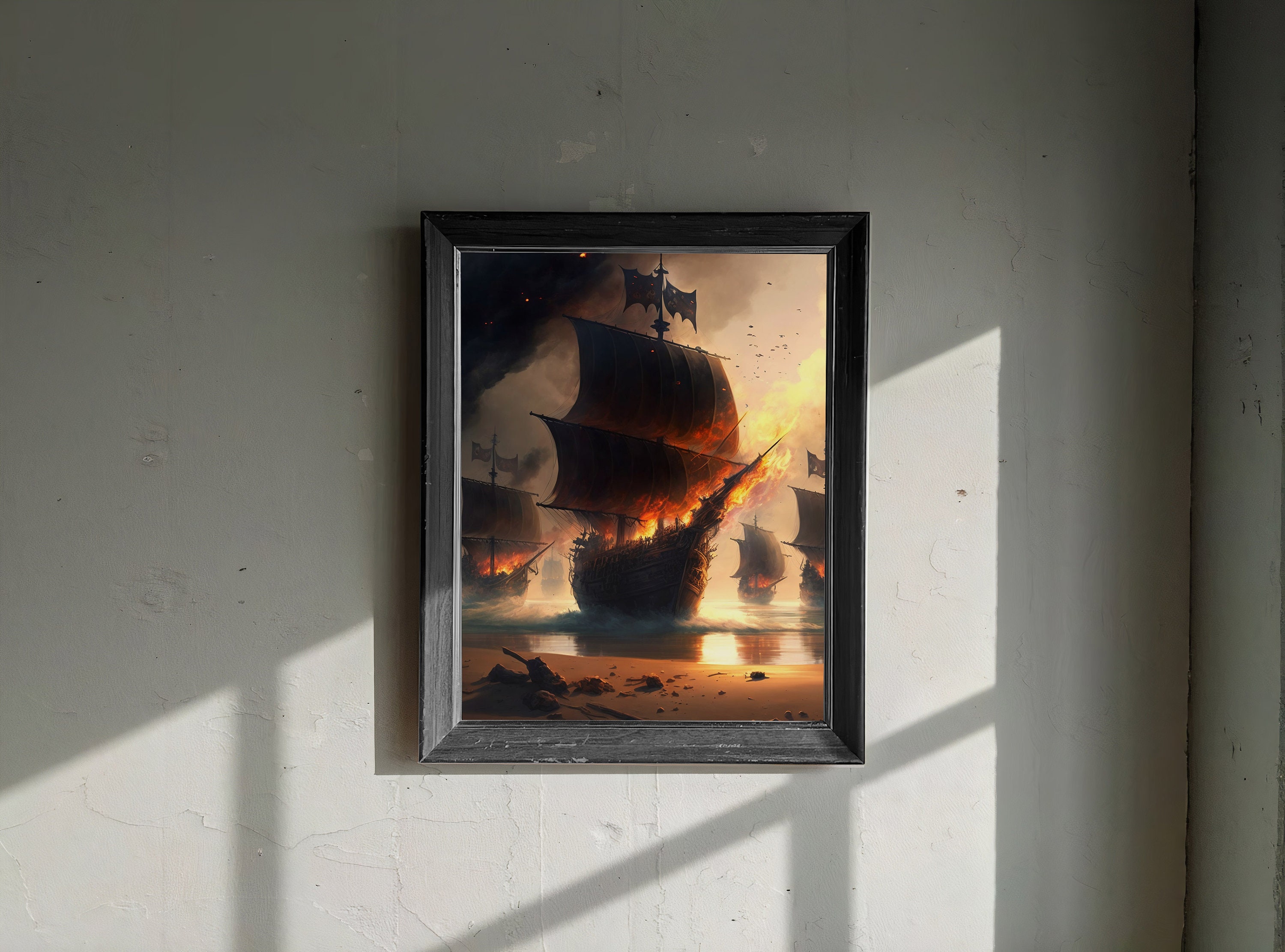 Burn the Ships Boats, Digital Art Painting, No Turning Back, Motivation ...