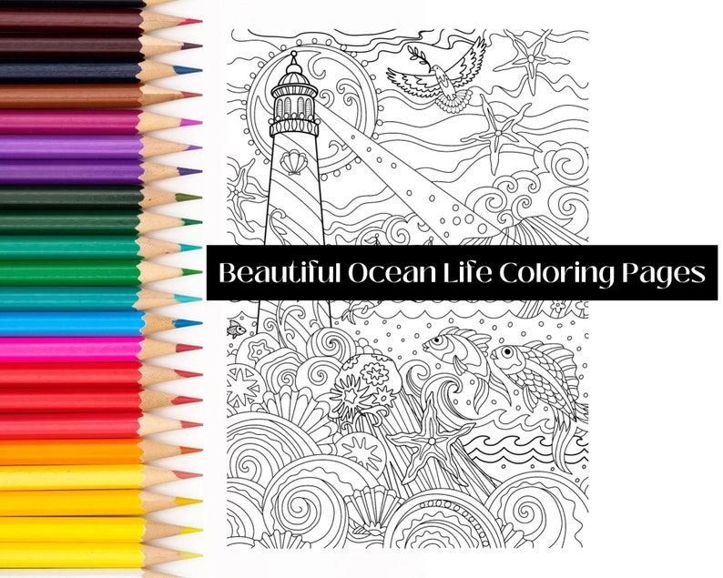 3 Page Printable Ocean Life Coloring Book - Etsy