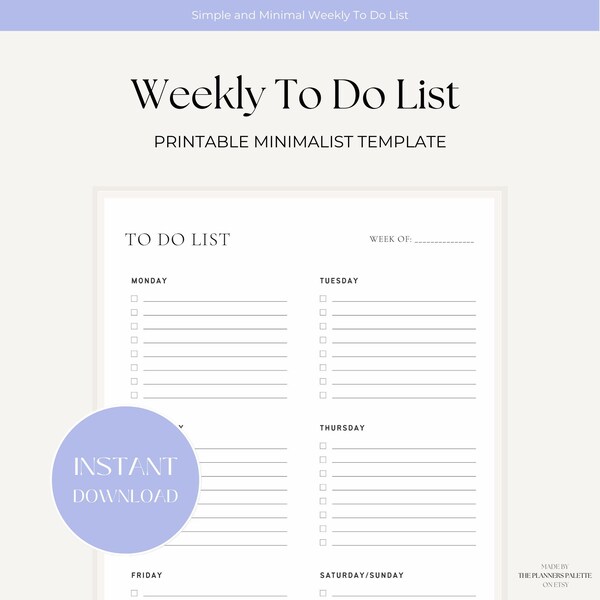 Minimal to Do List Printable | Simple Tasks List Template - Etsy