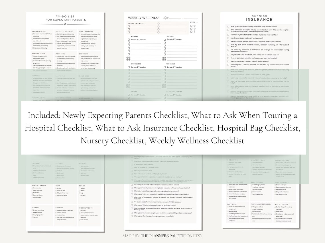 Pregnancy Checklist BUNDLE | New Baby Preparation + Planning Lists ...