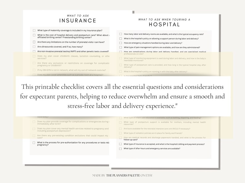 Hospital Tour Questions | Checklist for Expecting Parents: Insurance ...