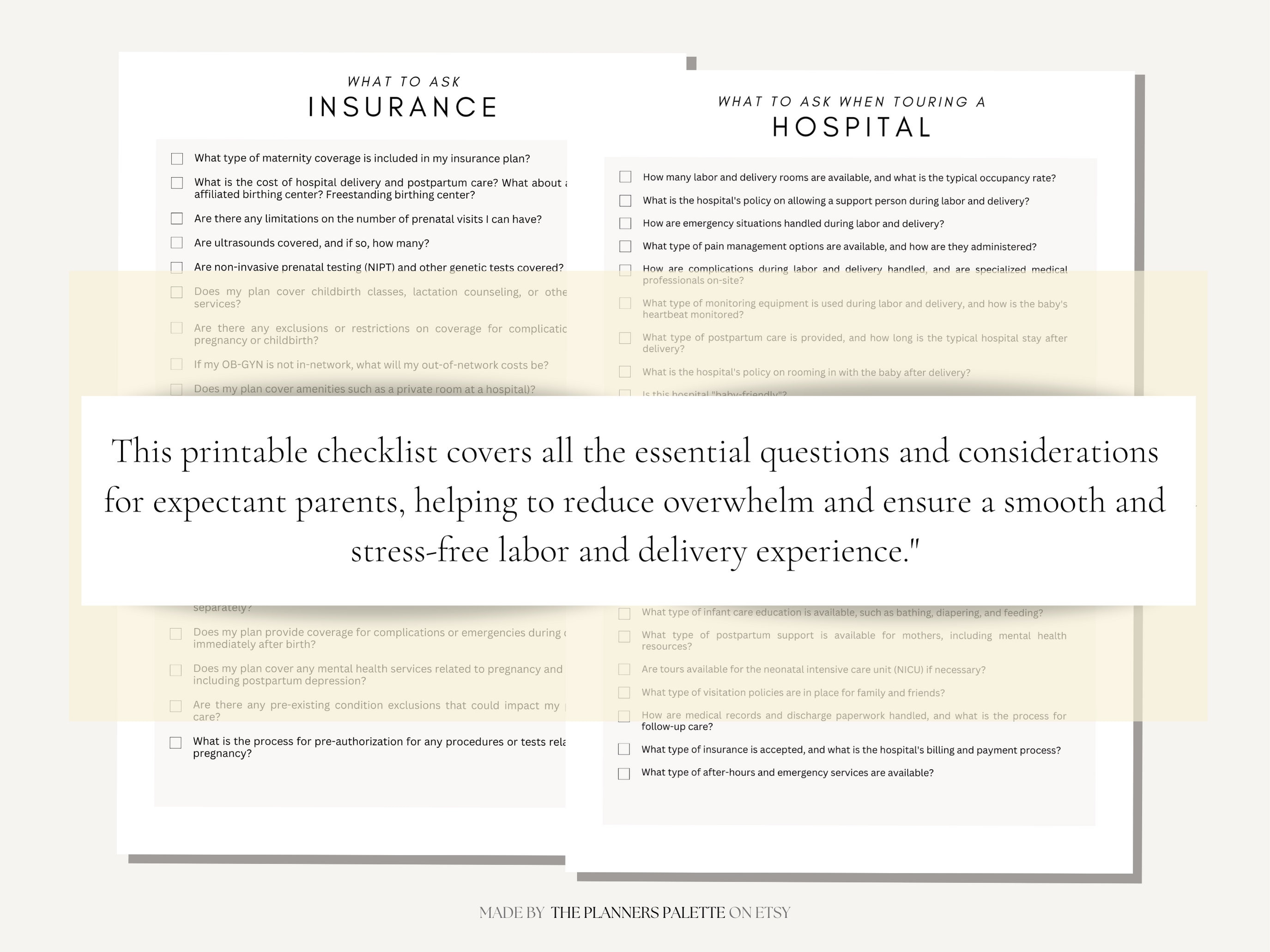 Hospital Tour Questions | Checklist for Expecting Parents: Insurance ...