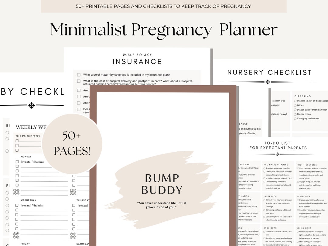 Printable Pregnancy Planner | Weekly Wellness Schedule | Minimalist ...