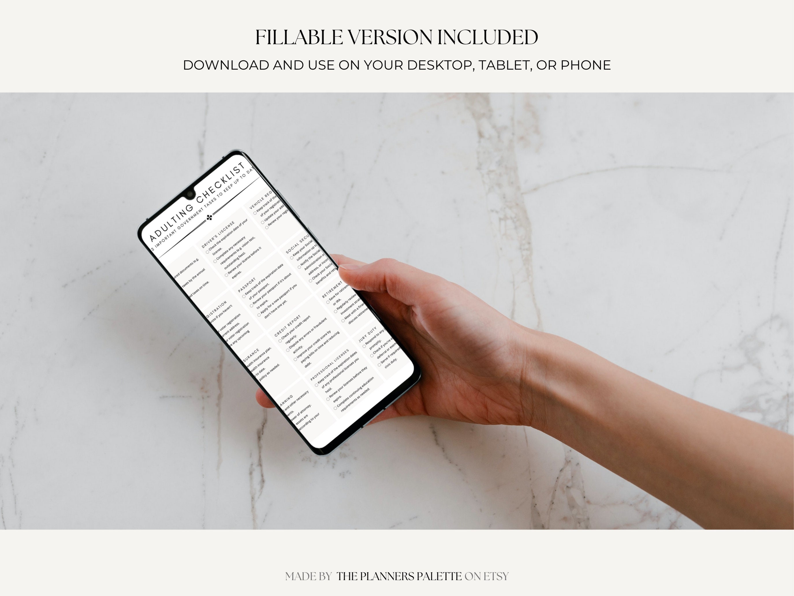 Minimalist Adulting Checklist Printable | 12 Important Government Tasks ...