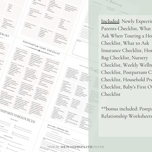 Pregnancy + Postpartum Checklist BUNDLE | New Baby Preparation ...