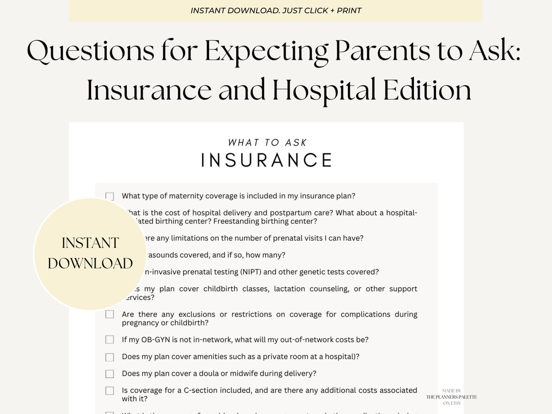 Hospital Tour Questions | Checklist for Expecting Parents: Insurance ...