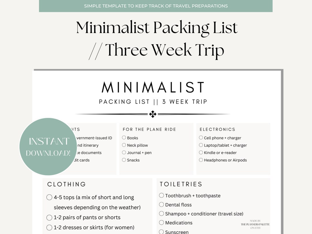 Minimalist 3 Week Packing List | 21 Day Essentials Packing Guide ...