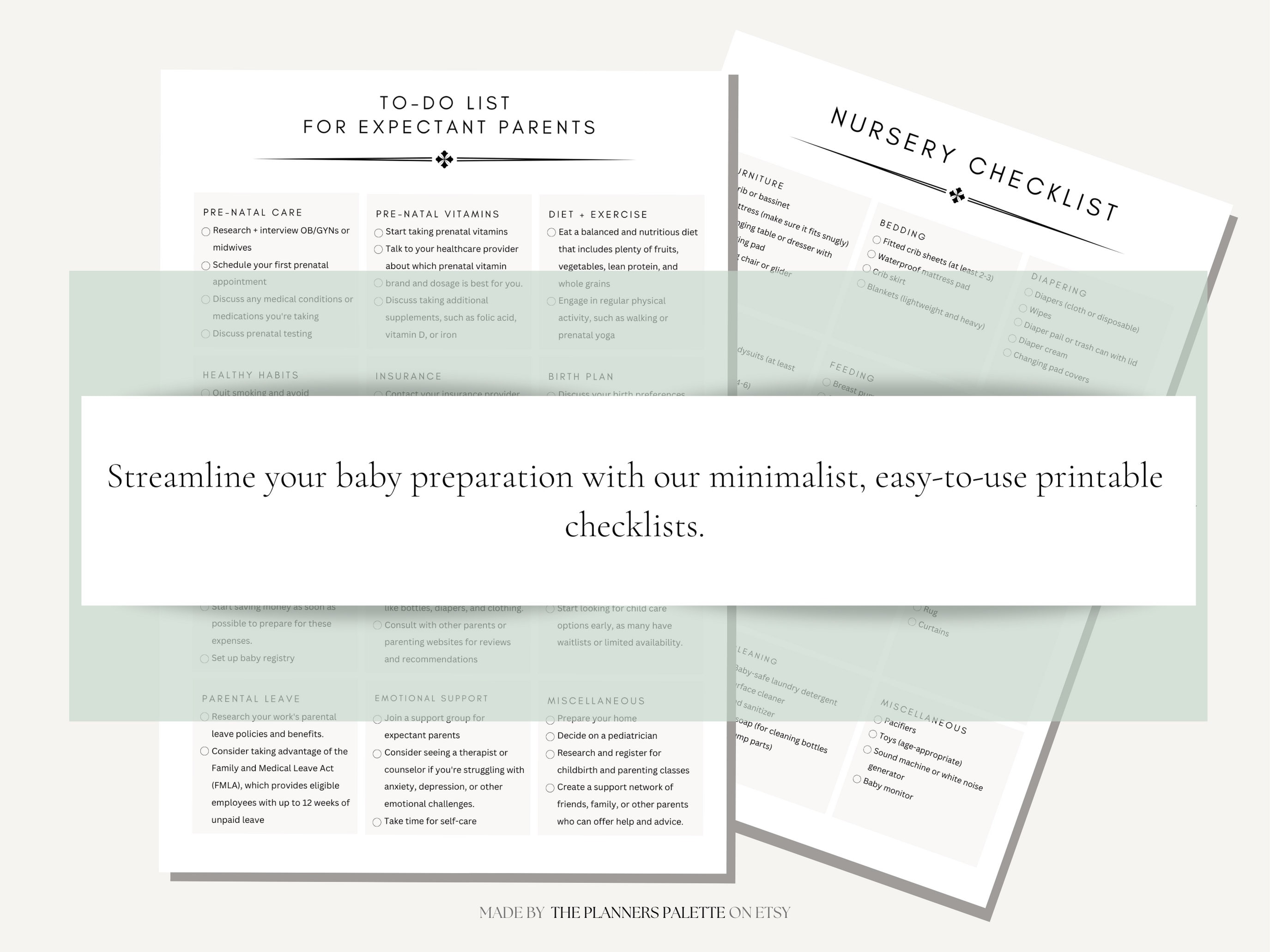 Pregnancy Checklist BUNDLE | New Baby Preparation + Planning Lists ...