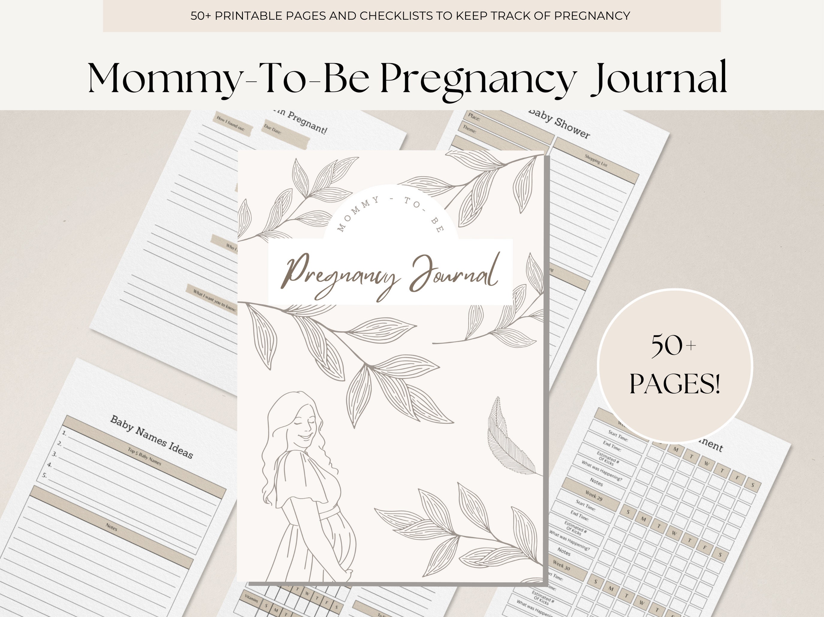 Printable Pregnancy Journal | Weekly Check-in + Schedule | Minimalist ...