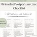 Postpartum Care Checklist Printable | New Mother Essentials for a Calm ...