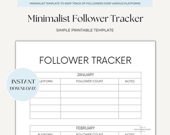 Follower Tracker Printable Follower Log Social Media - Etsy