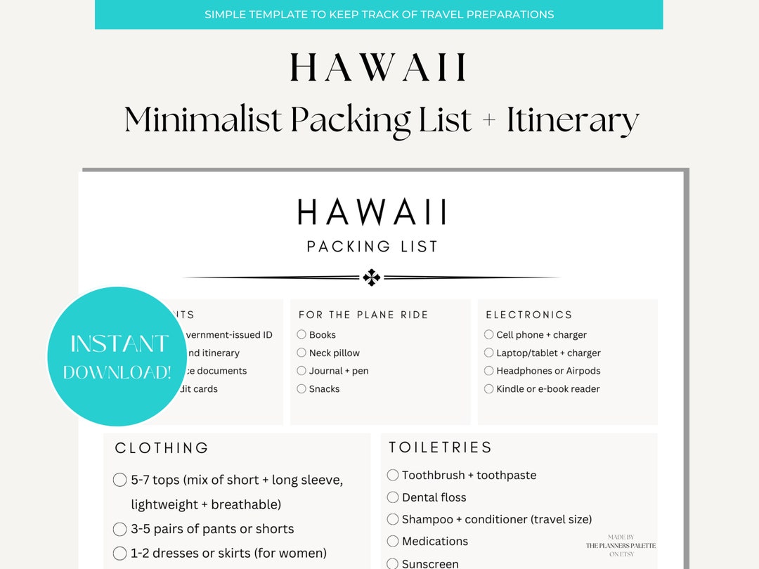 Hawaii Packing List + Itinerary | 7 Day Minimalist Preparation ...