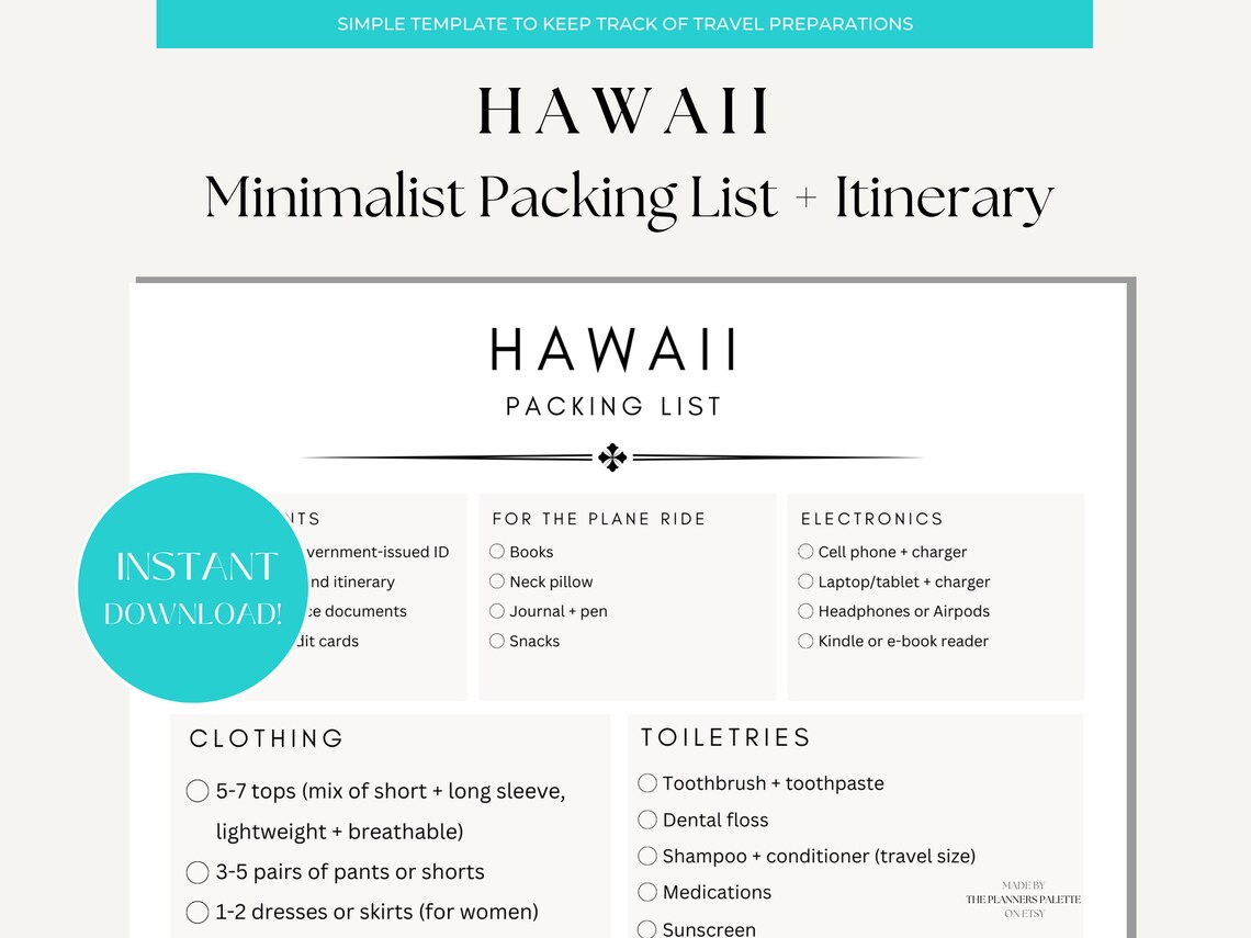 Hawaii Packing List + Itinerary | 7 Day Minimalist Preparation ...