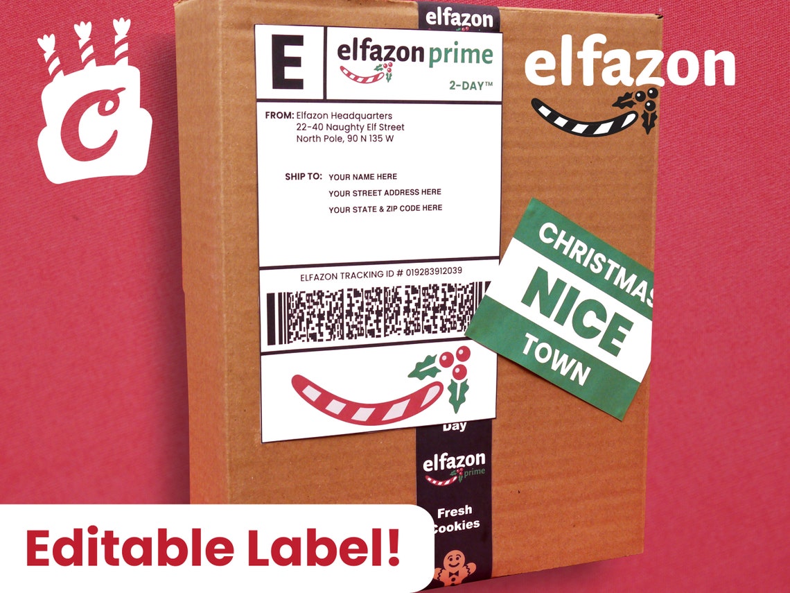 Instant Download Elfazon Shipping Labels North Pole Stickers Gift Tag ...