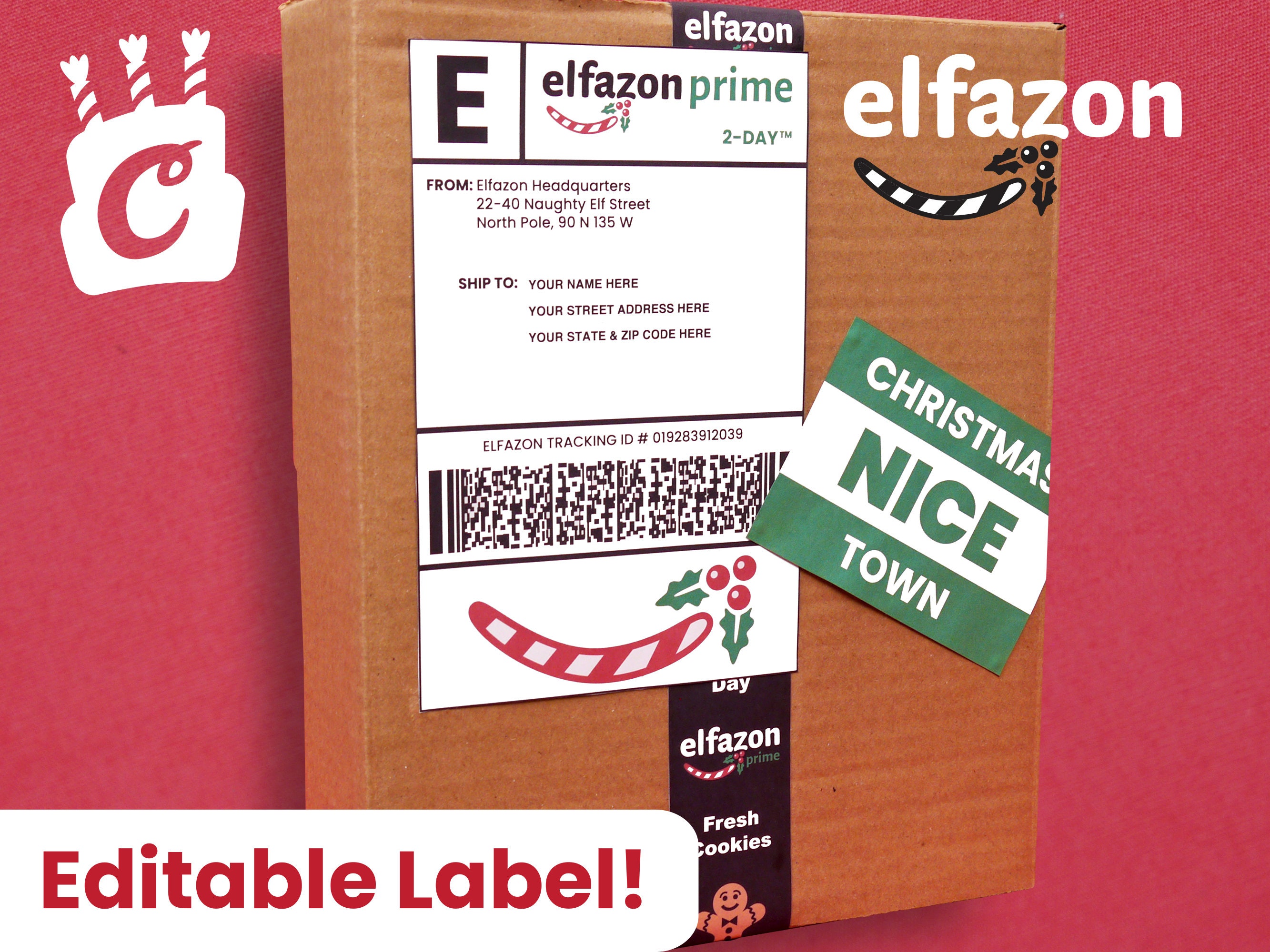 Instant Download Elfazon Shipping Labels North Pole Stickers Gift Tag ...