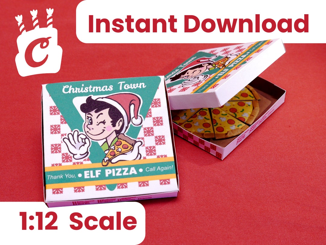Dollhouse Christmas Elf Pizza Box Miniature (1:12 Scale) (PDF Pattern ...