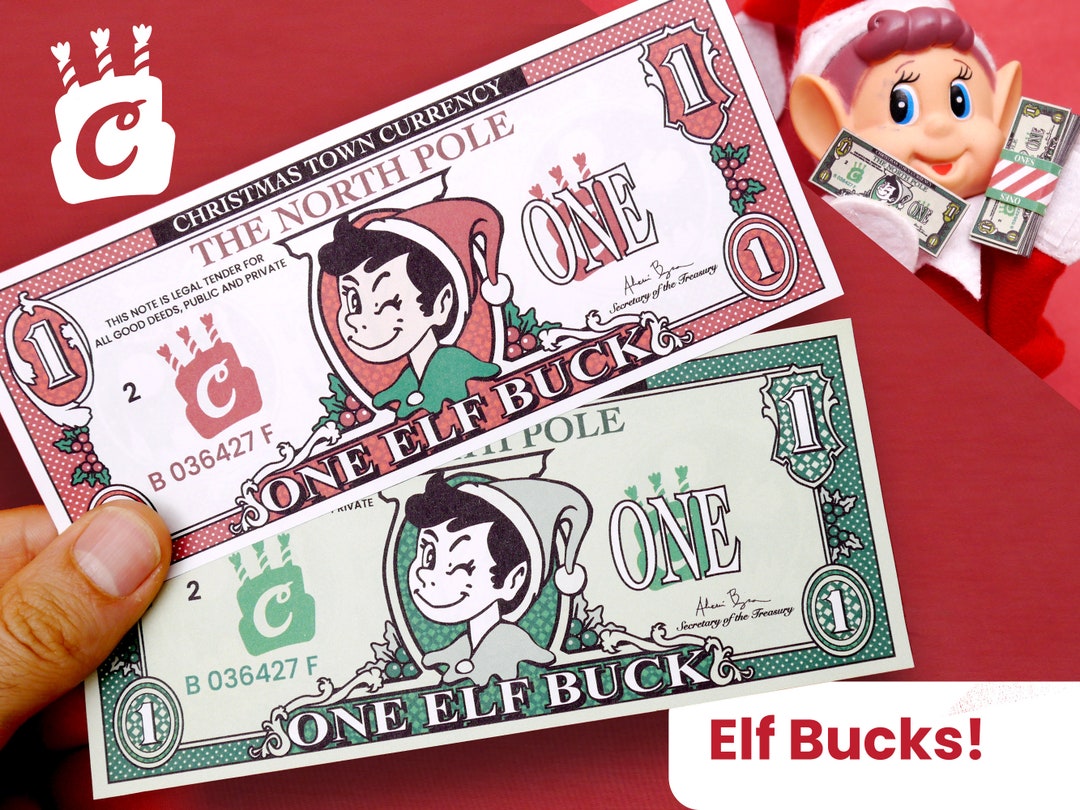 Instant Download Printable Elf Bucks Christmas Good Deed Dollars With ...