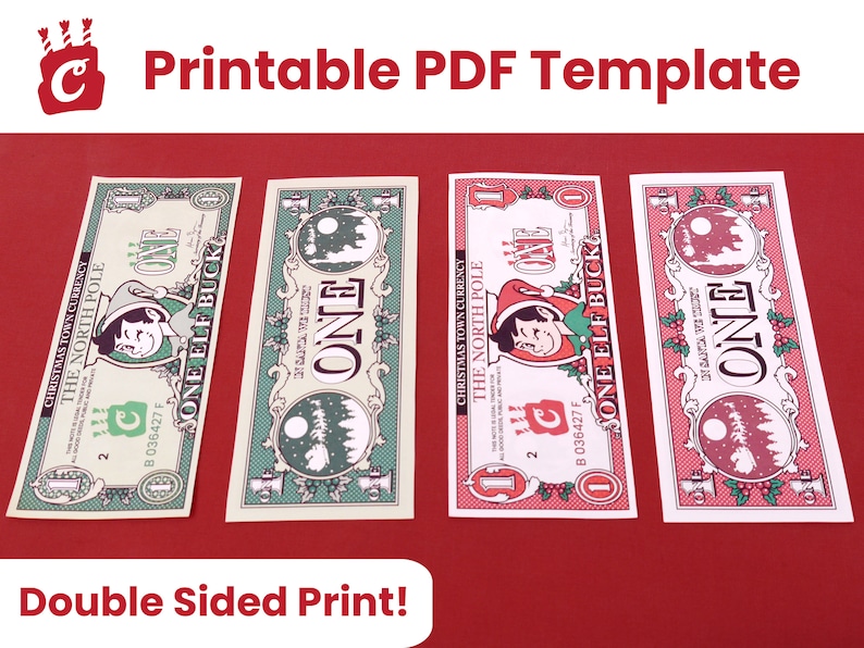 Instant Download Printable Elf Bucks Christmas Good Deed Dollars With ...