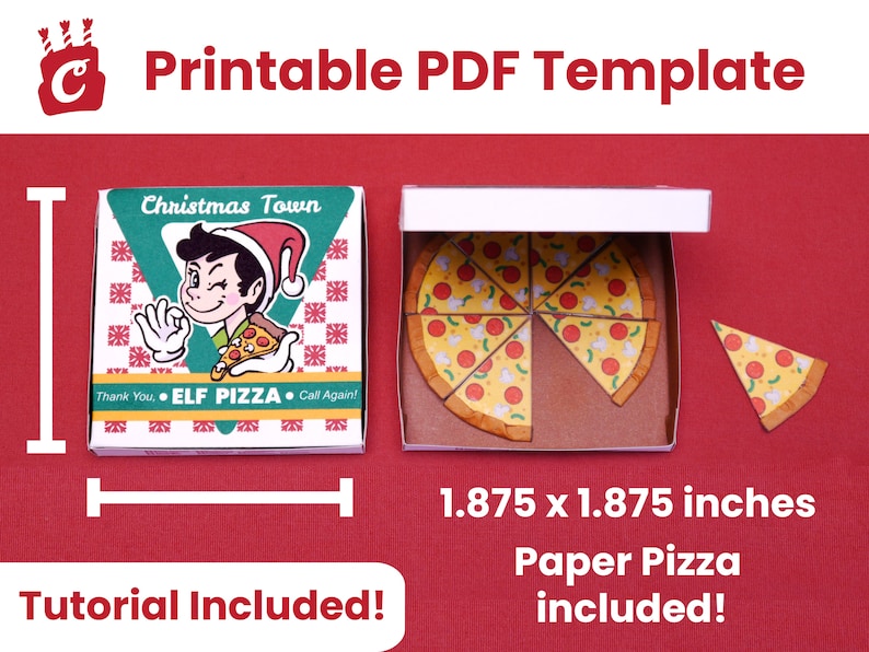 Dollhouse Christmas Elf Pizza Box Miniature (1:12 Scale) (PDF Pattern ...