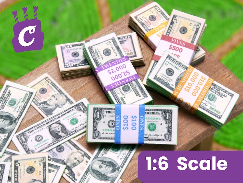 Instant Download 1:6 Scale Doll Sized Printable Miniature Play Money ...