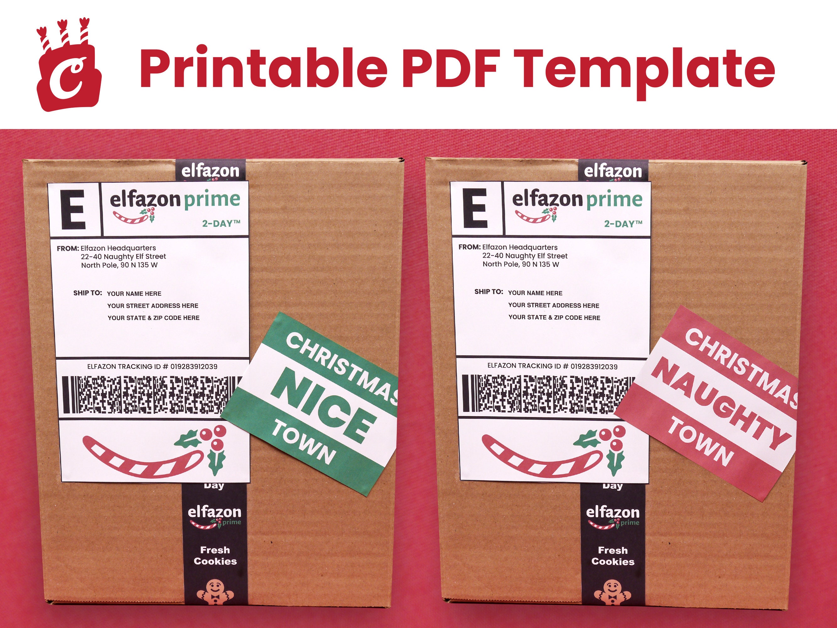 Instant Download Elfazon Shipping Labels North Pole Stickers Gift Tag ...