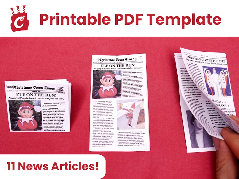 Instant Download Printable Christmas Town Newspaper Elf Prop Miniature ...