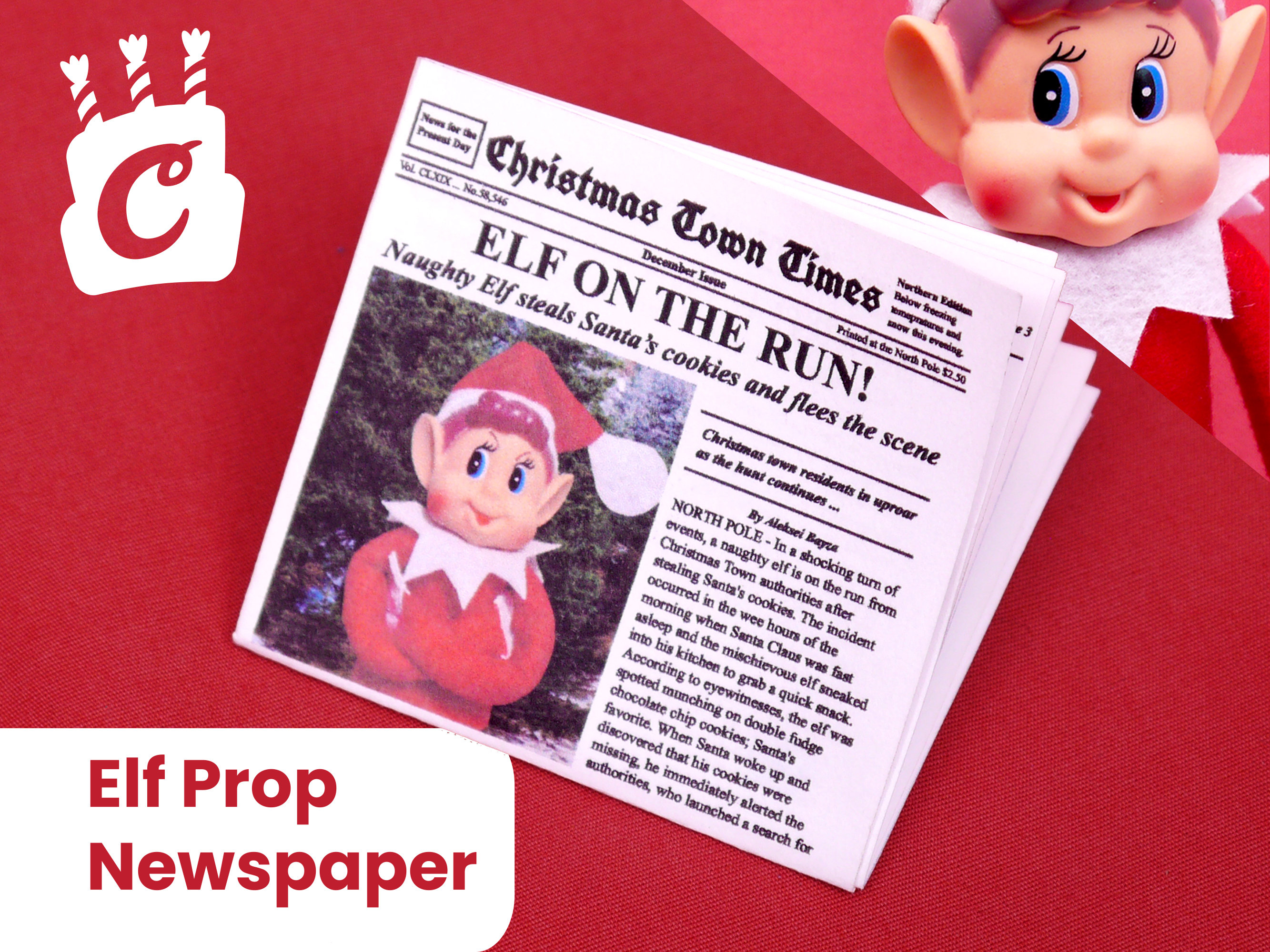 Instant Download Printable Christmas Town Newspaper Elf Prop Miniature ...