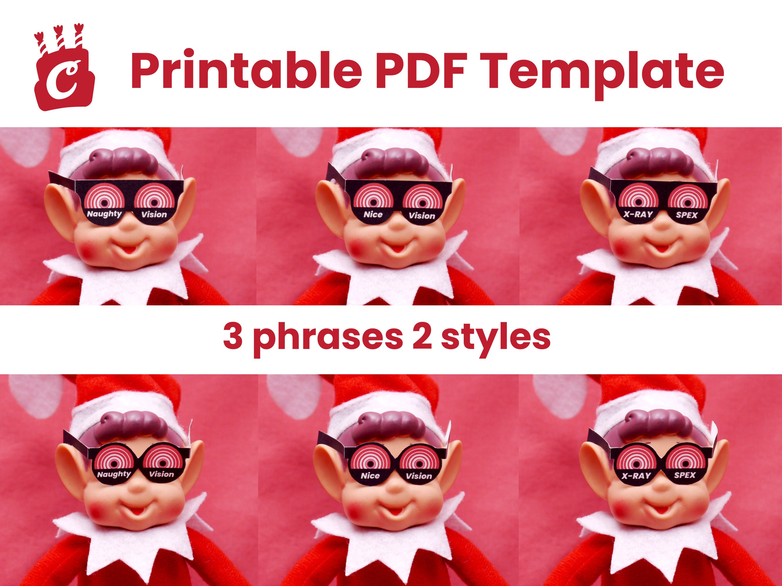 Instant Download Printable Naughty Vision Funny Elf Prop X-ray Glasses ...