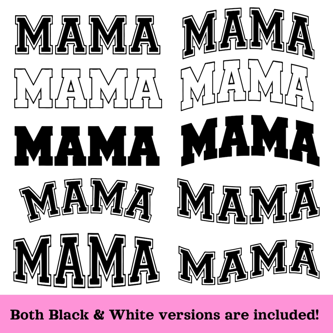 Varsity Mama Svg Bundle, Mama Outline, Mama Arched Font, Trendy Mom Svg ...