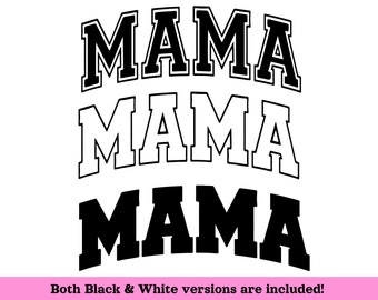 Varsity Mama Svg Bundle, Mama Outline, Mama Arched Font, Trendy Mom Svg ...