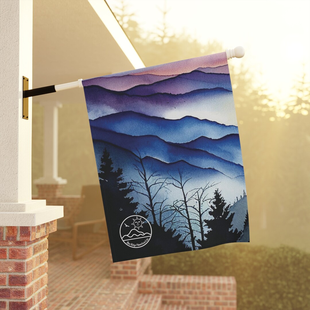 Blue Ridge Mountains Watercolor Garden & House Banner, Blue Ridge ...