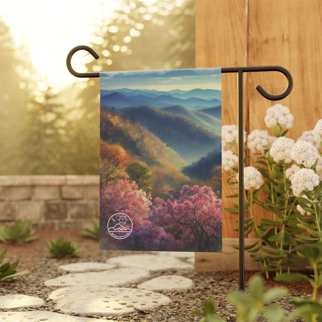 Blue Ridge Mountains in Spring Watercolor Garden & House Banner, Blue ...