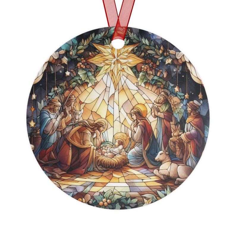 Nativity Scene Ornament, Christmas Tree Decor Two Sided Keepsake ...