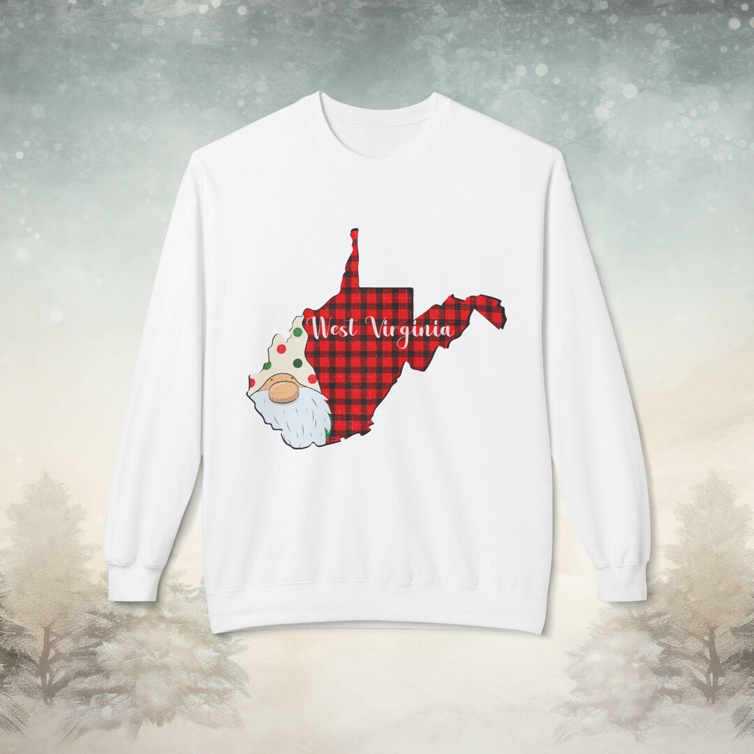 Funny West Virginia Gnome Christmas Fleece Sweatshirt, Holiday Crewneck ...