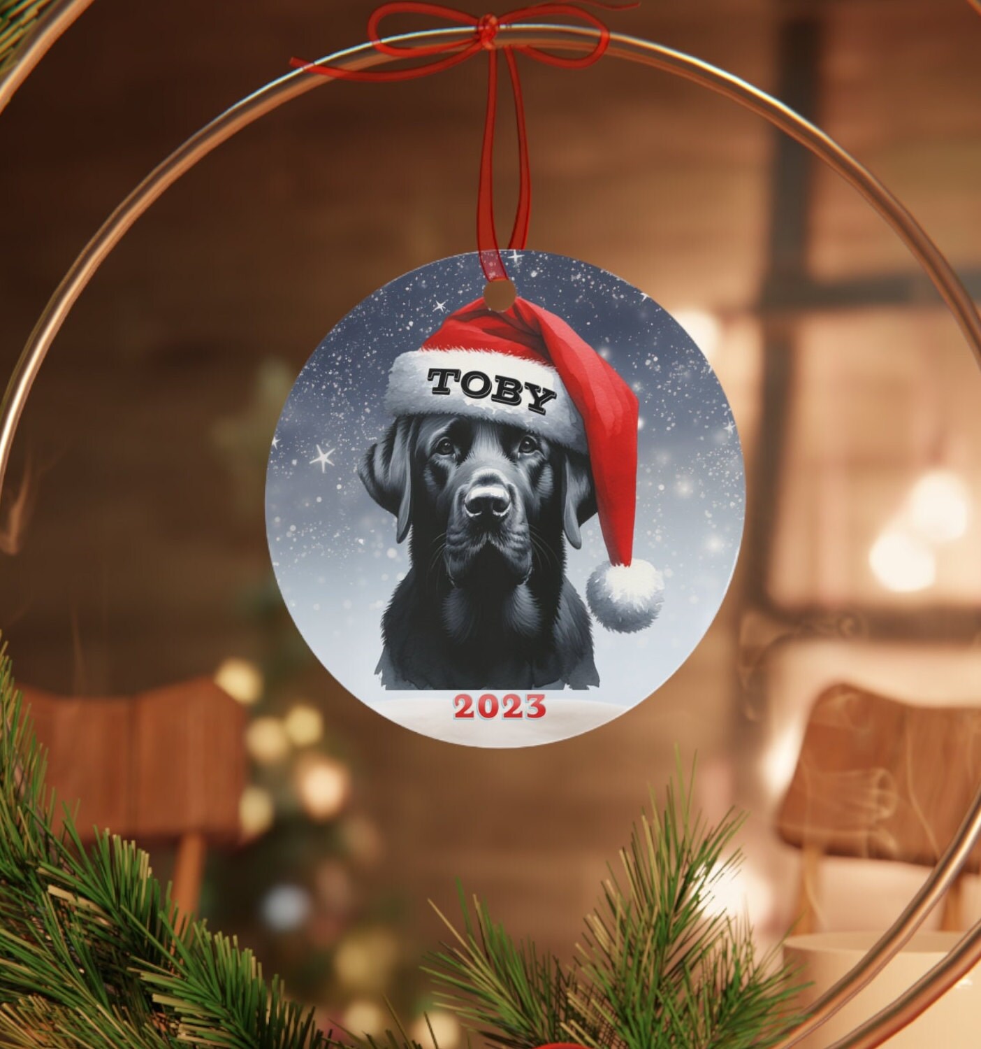 Personalized Black Lab Christmas Ornament, Custom Black Lab Ornament ...