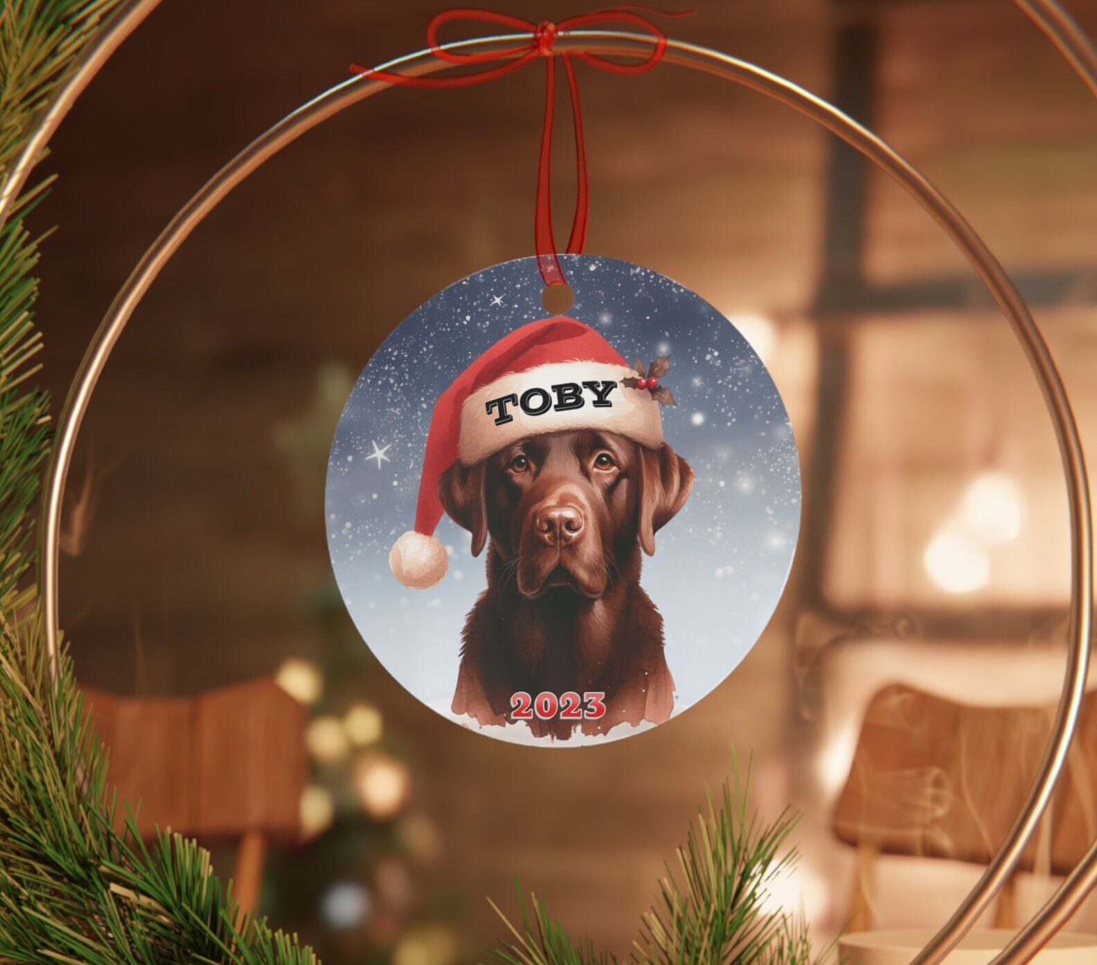 Personalized Chocolate Lab Christmas Ornament, Custom Chocolate Lab ...