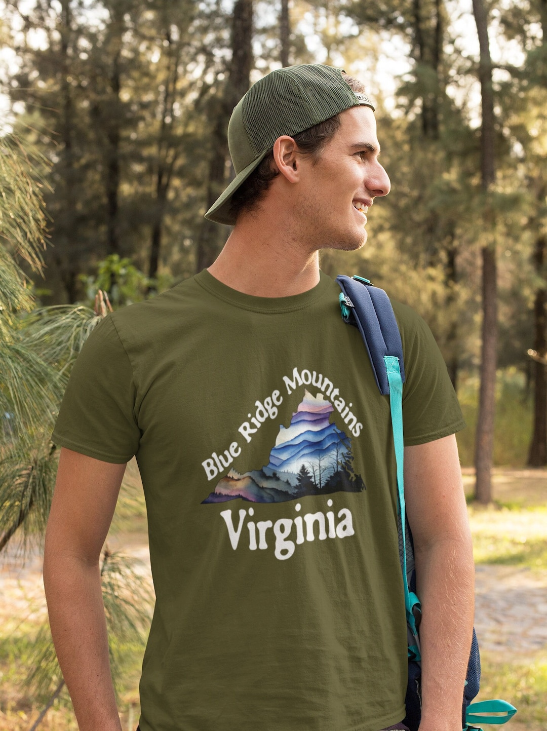 Blue Ridge Mountains Virginia White Lettering Mens/unisex Softstyle T ...