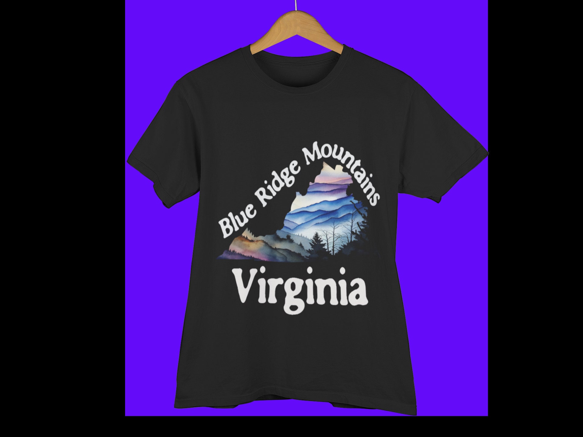 Blue Ridge Mountains Virginia White Lettering Mens/unisex - Etsy