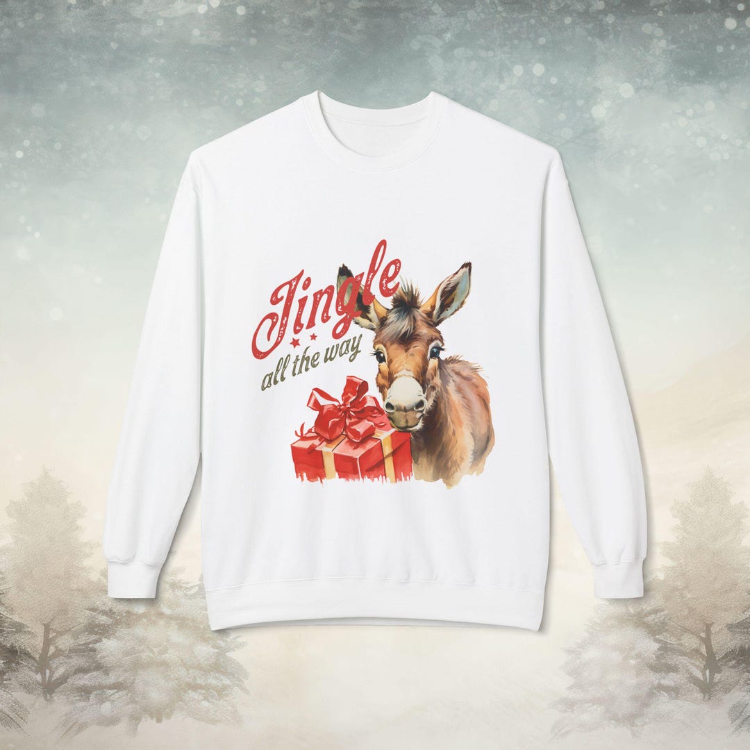 Christmas Donkey Fleece Sweatshirt, Cute Holiday Jingle All the Way ...