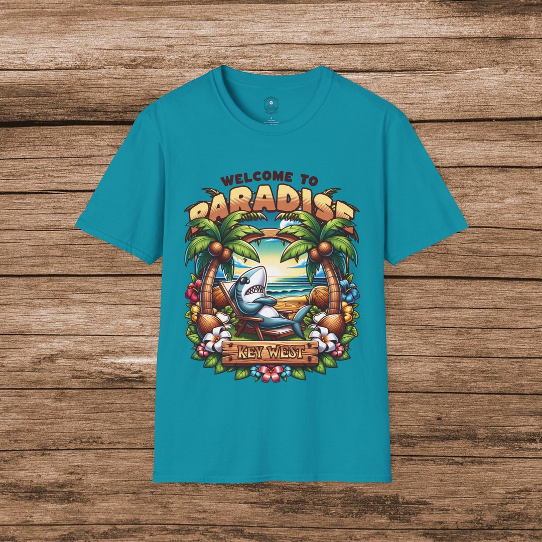 Key West Florida T-shirt: Welcome to Paradise Shark Design - Etsy