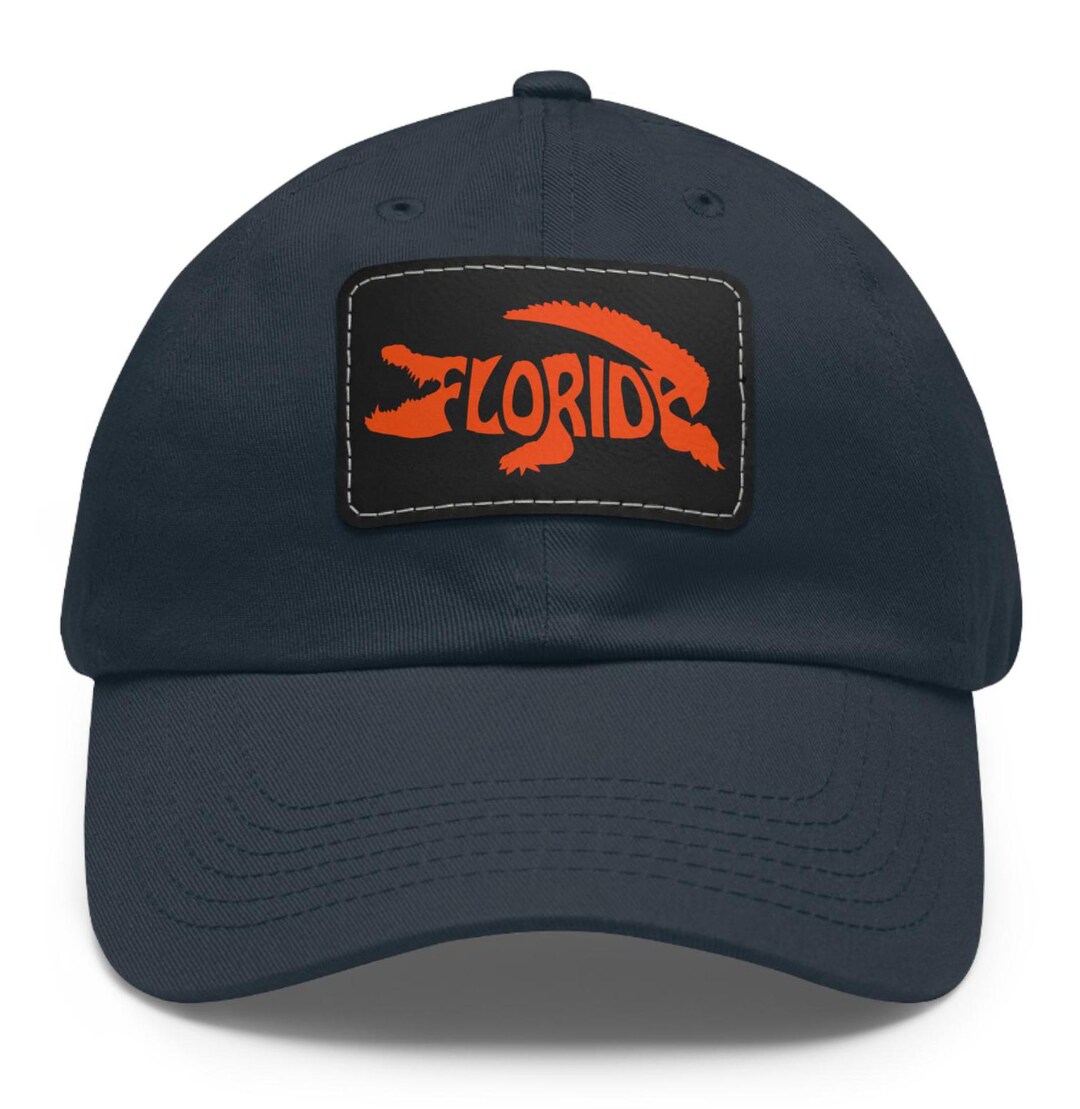 Florida Alligator Dad Hat With Leather Patch (rectangle) - Gator Hat ...