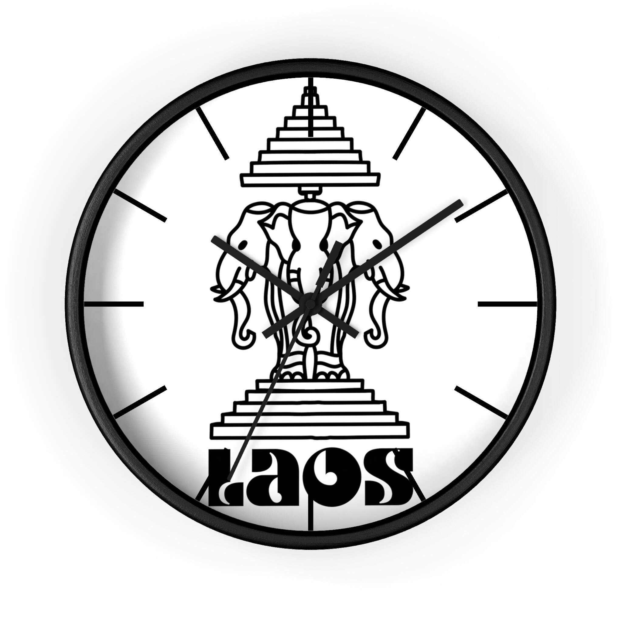 Laos Tri-heads Elephant Wall Clock, Laos Wall Decor, Laos Clock, Laos ...