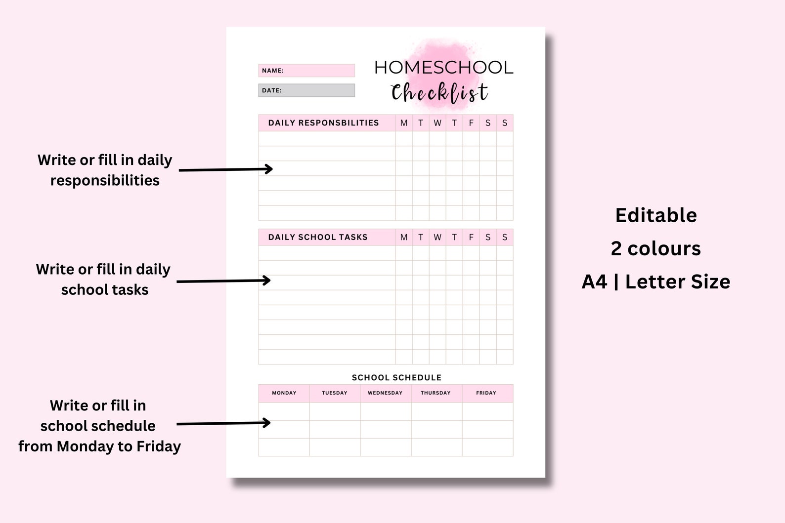 Homeschool Checklist Printable, Daily Checklist for Homeschool Teachers ...