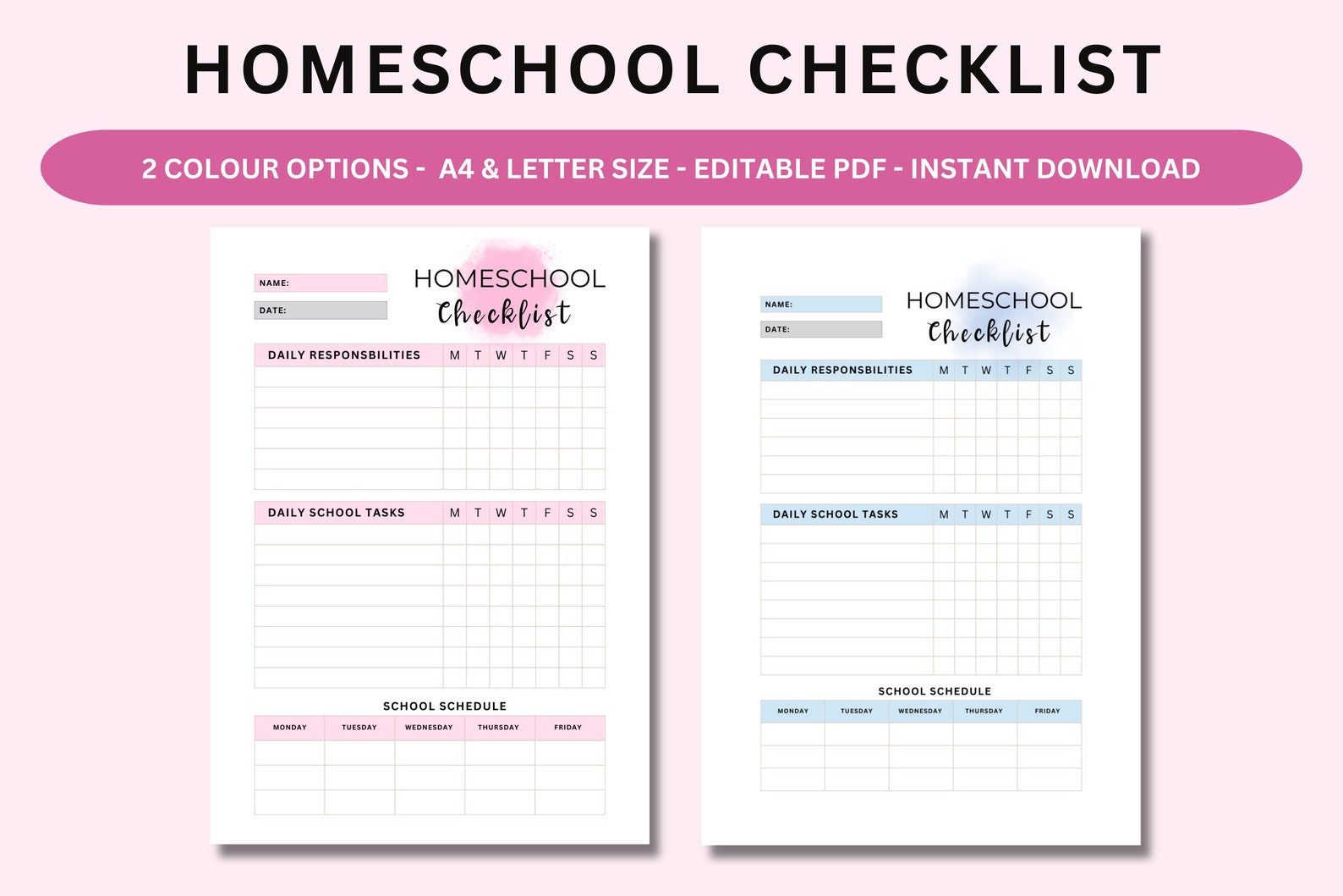 Homeschool Checklist Printable, Daily Checklist for Homeschool Teachers ...