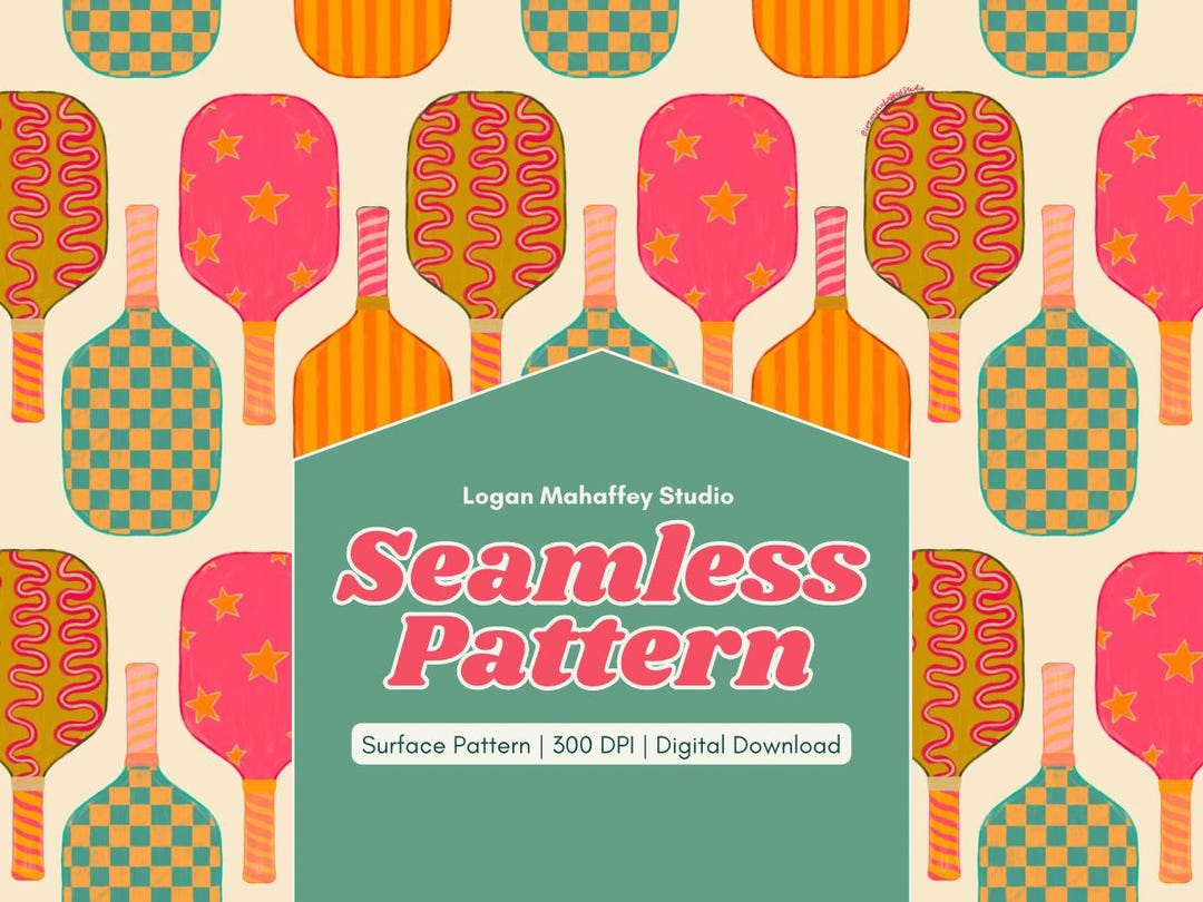 Pickleball Paddle Seamless Pattern | Colorful Print (digital Download ...