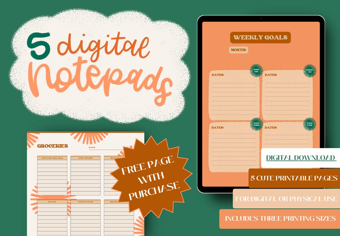 Printable Digital Notepads, To-do Lists, Habit & Water Trackers ...