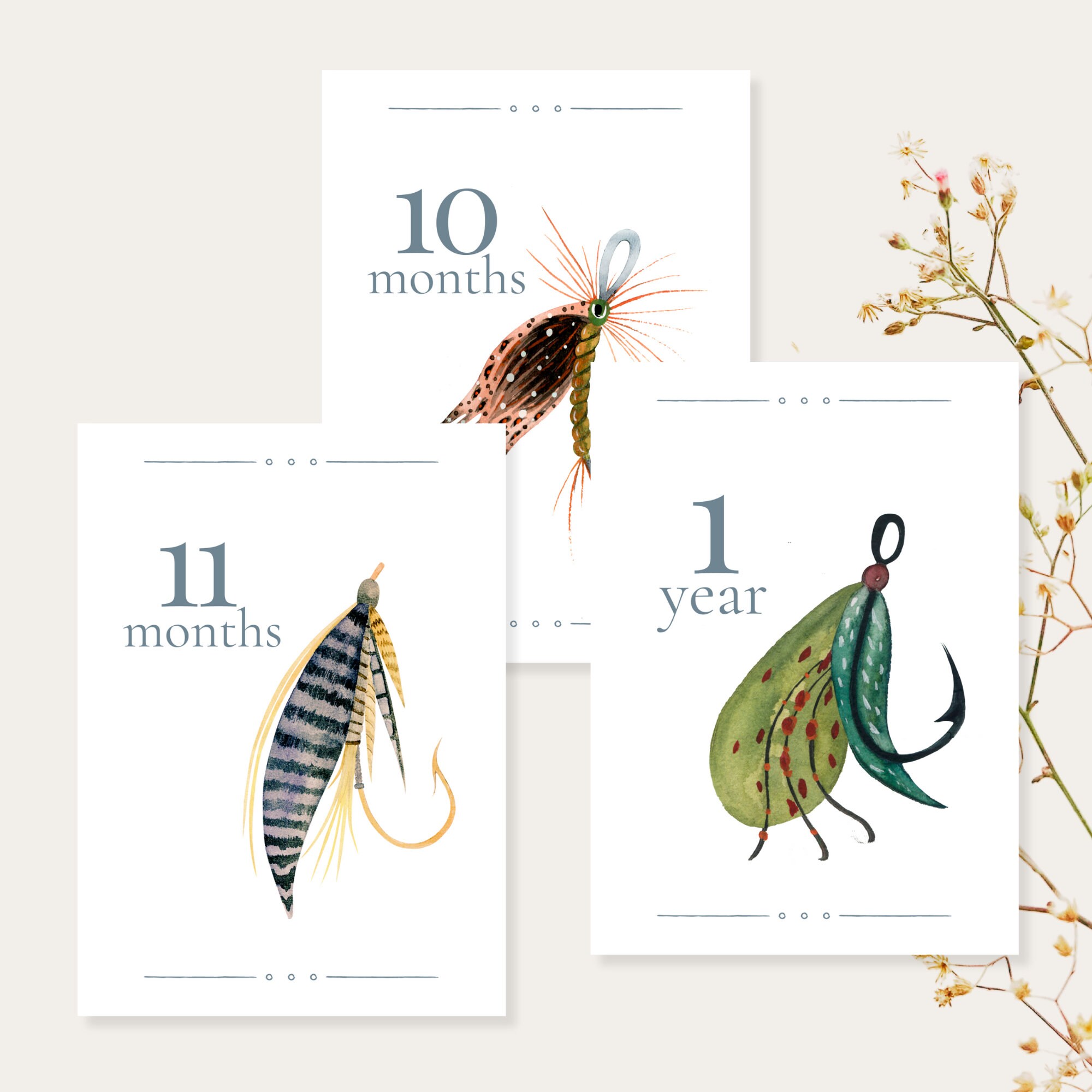 Fly Fishing Lure Milestone Cards | Printable Set of 13 | 5x7 Card ...